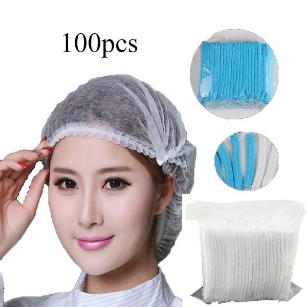 100PCS Disposable Dustproof Non-woven Fabric Shower Cap Breathable ...